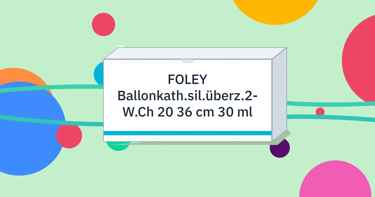 Symbolbild: Packung mit der Aufschrift FOLEY Ballonkath.sil.überz.2-W.Ch 20 36 cm 30 ml (PZN 10101860) – Verfügbarkeit und Bezug in Apotheken in Frankfurt am Main