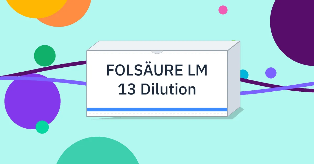 Symbolbild: Packung mit der Aufschrift FOLSÄURE LM 13 Dilution (PZN 12873124) – Verfügbarkeit und Bezug in Apotheken in Frankfurt am Main