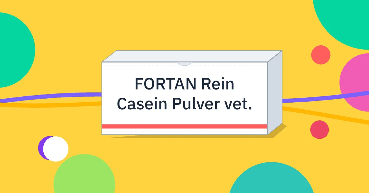 Symbolbild: Packung mit der Aufschrift FORTAN Rein Casein Pulver vet. (PZN 01345468) – Verfügbarkeit und Bezug in Apotheken in Frankfurt am Main