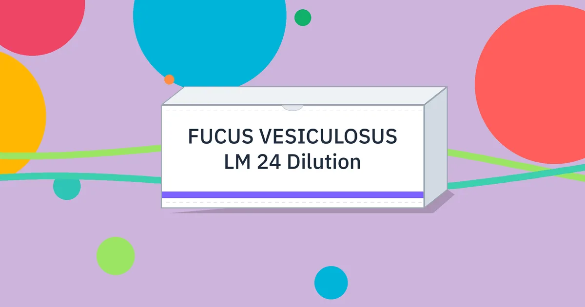 Symbolbild: Packung mit der Aufschrift FUCUS VESICULOSUS LM 24 Dilution (PZN 13493116) – Verfügbarkeit und Bezug in Apotheken in Frankfurt am Main
