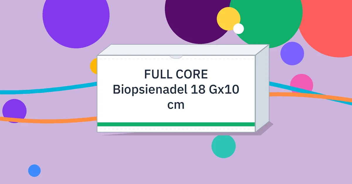 Symbolbild: Packung mit der Aufschrift FULL CORE Biopsienadel 18 Gx10 cm (PZN 09190568) – Verfügbarkeit und Bezug in Apotheken in Frankfurt am Main
