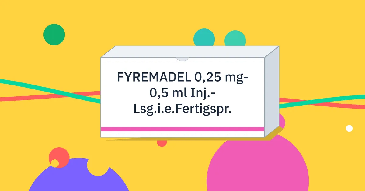 Symbolbild: Packung mit der Aufschrift FYREMADEL 0,25 mg-0,5 ml Inj.-Lsg.i.e.Fertigspr. (PZN 17816929) – Verfügbarkeit und Bezug in Apotheken in Frankfurt am Main