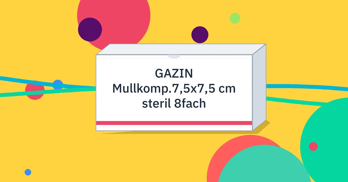 Symbolbild: Packung mit der Aufschrift GAZIN Mullkomp.7,5x7,5 cm steril 8fach (PZN 00150716) – Verfügbarkeit und Bezug in Apotheken in Frankfurt am Main