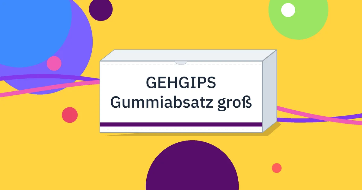 Symbolbild: Packung mit der Aufschrift GEHGIPS Gummiabsatz groß (PZN 01736281) – Verfügbarkeit und Bezug in Apotheken in Frankfurt am Main