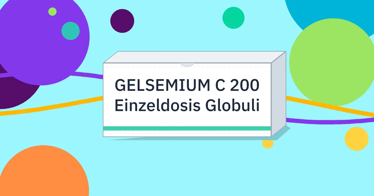 Symbolbild: Packung mit der Aufschrift GELSEMIUM C 200 Einzeldosis Globuli (PZN 01543895) – Verfügbarkeit und Bezug in Apotheken in Frankfurt am Main