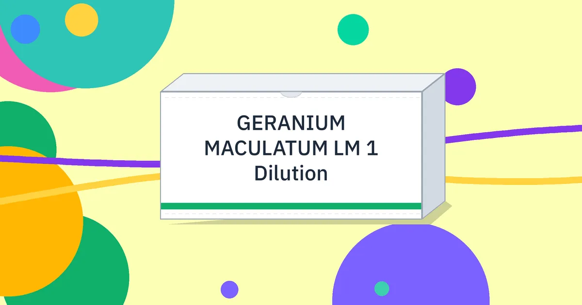 Symbolbild: Packung mit der Aufschrift GERANIUM MACULATUM LM 1 Dilution (PZN 12876536) – Verfügbarkeit und Bezug in Apotheken in Frankfurt am Main