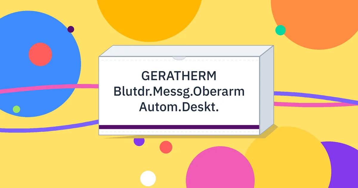 Symbolbild: Packung mit der Aufschrift GERATHERM Blutdr.Messg.Oberarm Autom.Deskt. (PZN 02133627) – Verfügbarkeit und Bezug in Apotheken in Frankfurt am Main