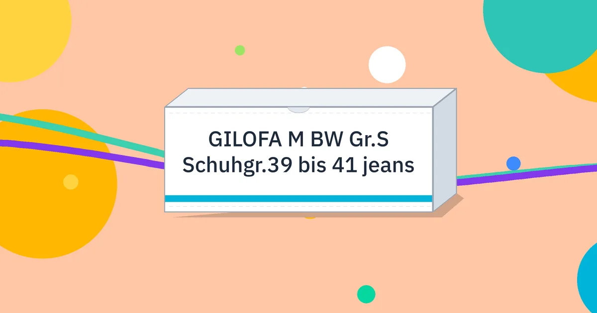 Symbolbild: Packung mit der Aufschrift GILOFA M BW Gr.S Schuhgr.39 bis 41 jeans (PZN 16724450) – Verfügbarkeit und Bezug in Apotheken in Frankfurt am Main