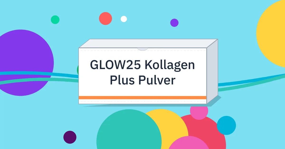 Symbolbild: Packung mit der Aufschrift GLOW25 Kollagen Plus Pulver (PZN 20371342) – Verfügbarkeit und Bezug in Apotheken in Frankfurt am Main