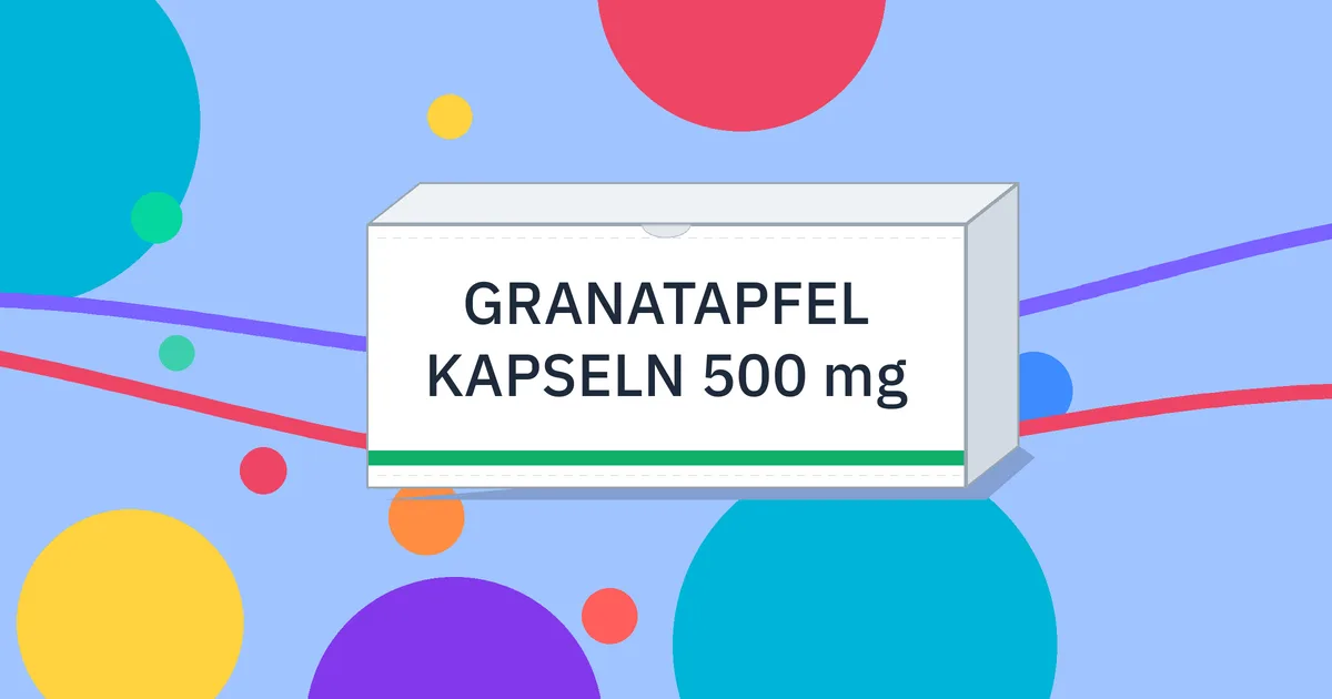 Symbolbild: Packung mit der Aufschrift GRANATAPFEL KAPSELN 500 mg (PZN 09096361) – Verfügbarkeit und Bezug in Apotheken in Frankfurt am Main