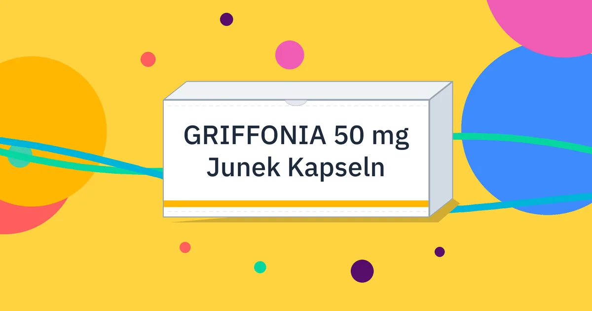 Symbolbild: Packung mit der Aufschrift GRIFFONIA 50 mg Junek Kapseln (PZN 10337404) – Verfügbarkeit und Bezug in Apotheken in Frankfurt am Main