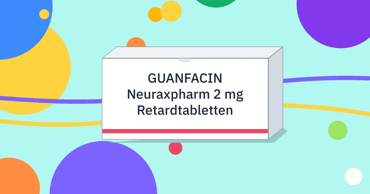 Symbolbild: Packung mit der Aufschrift GUANFACIN Neuraxpharm 2 mg Retardtabletten (PZN 08400532) – Verfügbarkeit und Bezug in Apotheken in Frankfurt am Main