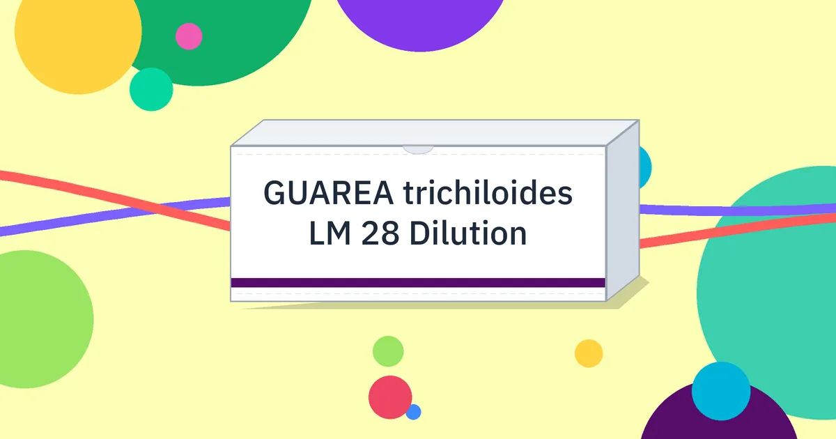 Symbolbild: Packung mit der Aufschrift GUAREA trichiloides LM 28 Dilution (PZN 13548604) – Verfügbarkeit und Bezug in Apotheken in Frankfurt am Main