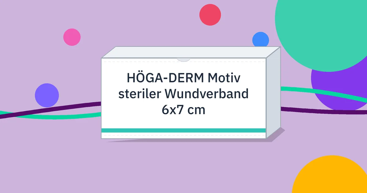 Symbolbild: Packung mit der Aufschrift HÖGA-DERM Motiv steriler Wundverband 6x7 cm (PZN 19503502) – Verfügbarkeit und Bezug in Apotheken in Frankfurt am Main