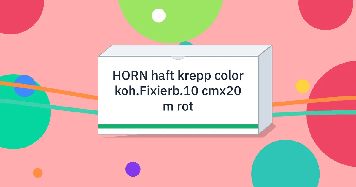 Symbolbild: Packung mit der Aufschrift HORN haft krepp color koh.Fixierb.10 cmx20 m rot (PZN 03784249) – Verfügbarkeit und Bezug in Apotheken in Frankfurt am Main