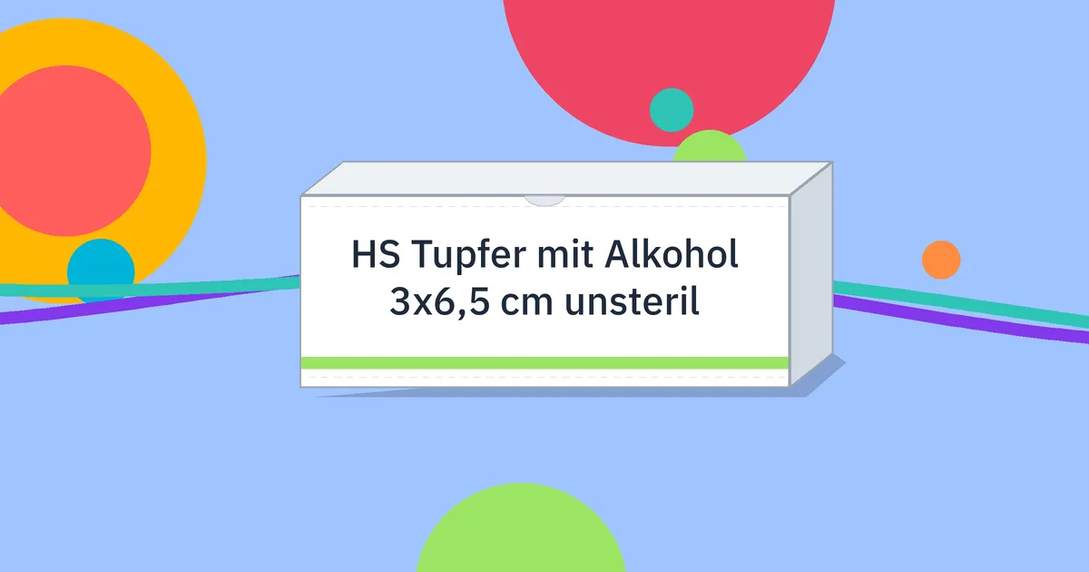 Symbolbild: Packung mit der Aufschrift HS Tupfer mit Alkohol 3x6,5 cm unsteril (PZN 07591719) – Verfügbarkeit und Bezug in Apotheken in Frankfurt am Main