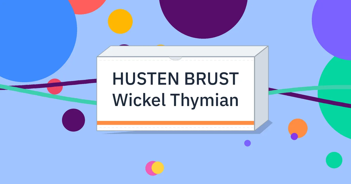 Symbolbild: Packung mit der Aufschrift HUSTEN BRUST Wickel Thymian (PZN 06433384) – Verfügbarkeit und Bezug in Apotheken in Frankfurt am Main