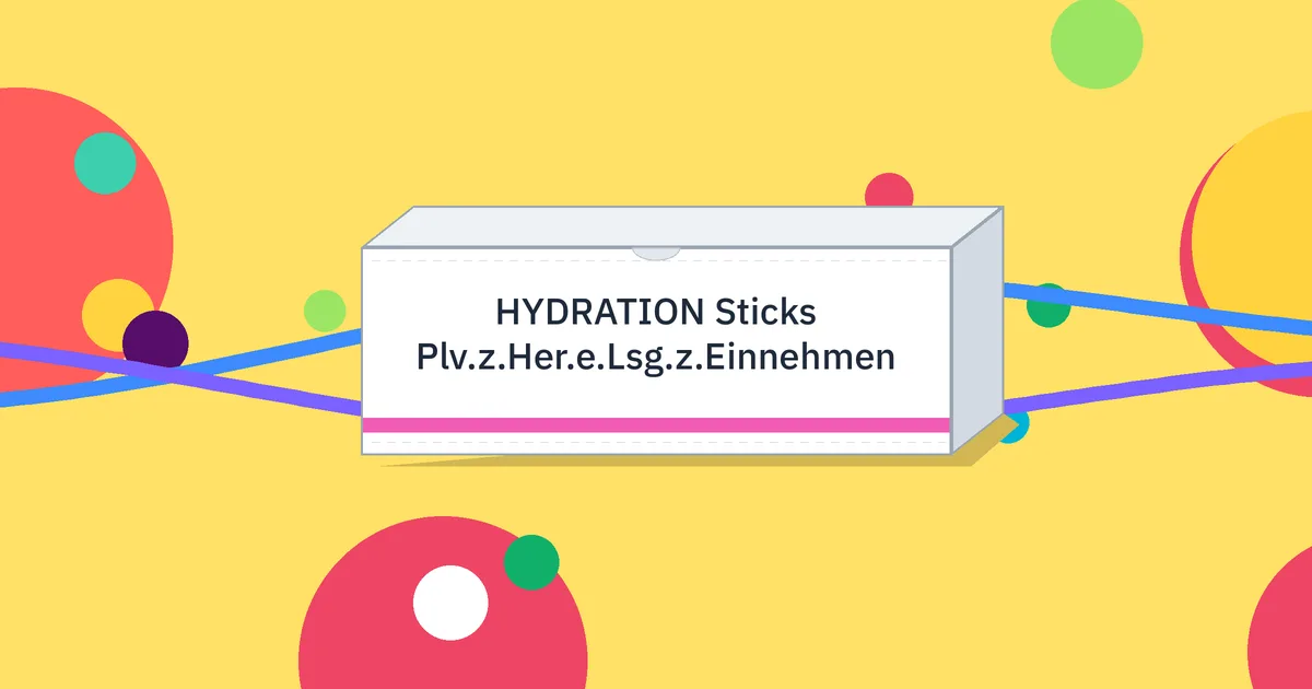 Symbolbild: Packung mit der Aufschrift HYDRATION Sticks Plv.z.Her.e.Lsg.z.Einnehmen (PZN 20186573) – Verfügbarkeit und Bezug in Apotheken in Frankfurt am Main