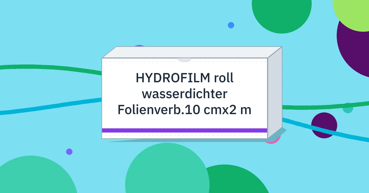 Symbolbild: Packung mit der Aufschrift HYDROFILM roll wasserdichter Folienverb.10 cmx2 m (PZN 18716064) – Verfügbarkeit und Bezug in Apotheken in Frankfurt am Main