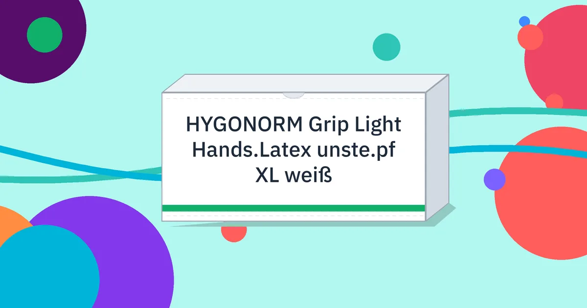 Symbolbild: Packung mit der Aufschrift HYGONORM Grip Light Hands.Latex unste.pf XL weiß (PZN 20307025) – Verfügbarkeit und Bezug in Apotheken in Frankfurt am Main