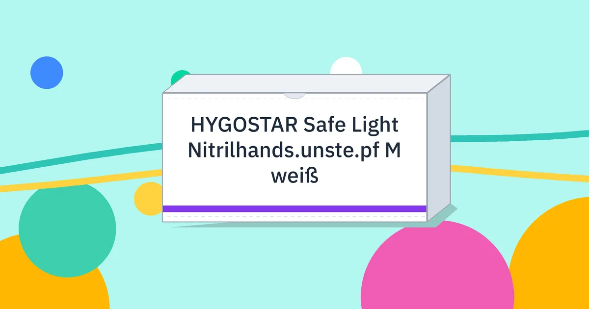 Symbolbild: Packung mit der Aufschrift HYGOSTAR Safe Light Nitrilhands.unste.pf M weiß (PZN 20306942) – Verfügbarkeit und Bezug in Apotheken in Frankfurt am Main