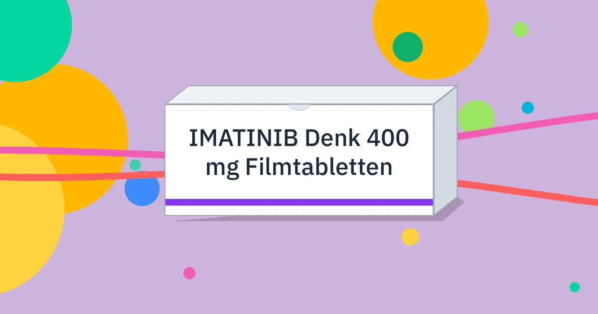 Symbolbild: Packung mit der Aufschrift IMATINIB Denk 400 mg Filmtabletten (PZN 11864407) – Verfügbarkeit und Bezug in Apotheken in Frankfurt am Main
