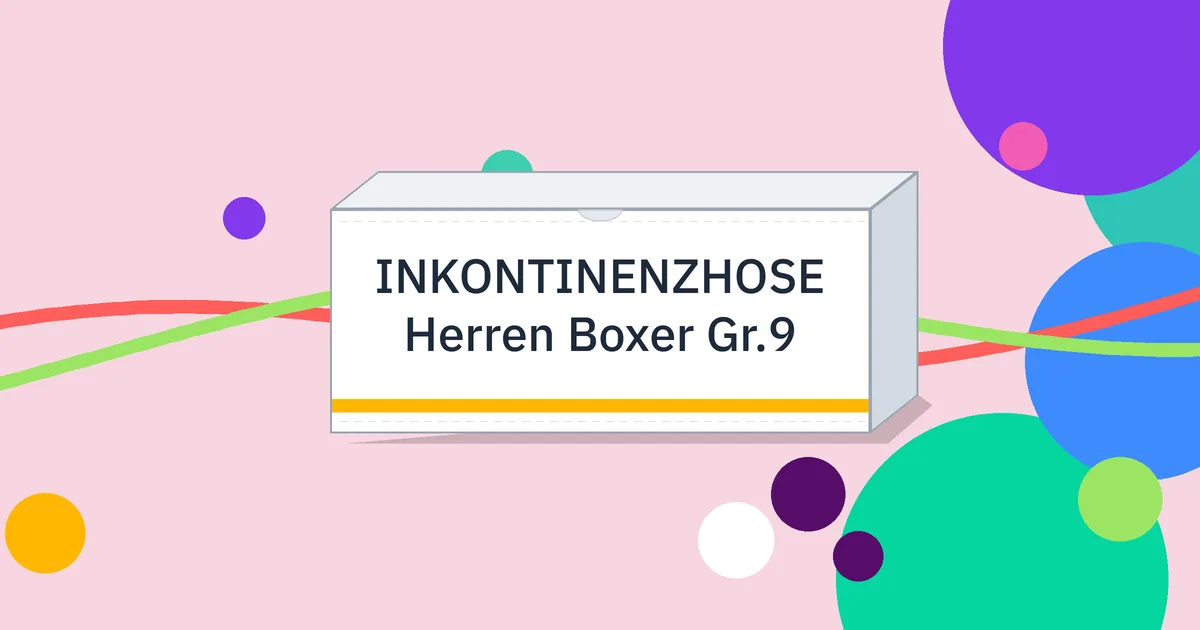 Symbolbild: Packung mit der Aufschrift INKONTINENZHOSE Herren Boxer Gr.9 (PZN 02450227) – Verfügbarkeit und Bezug in Apotheken in Frankfurt am Main