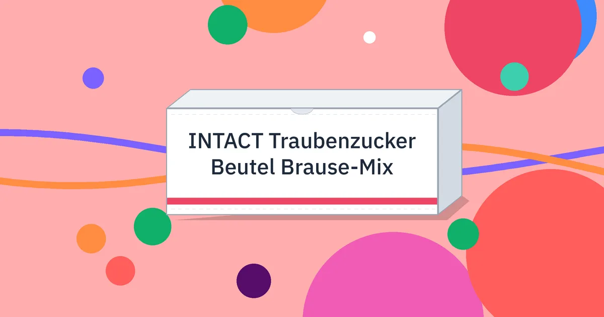 Symbolbild: Packung mit der Aufschrift INTACT Traubenzucker Beutel Brause-Mix (PZN 18720663) – Verfügbarkeit und Bezug in Apotheken in Frankfurt am Main