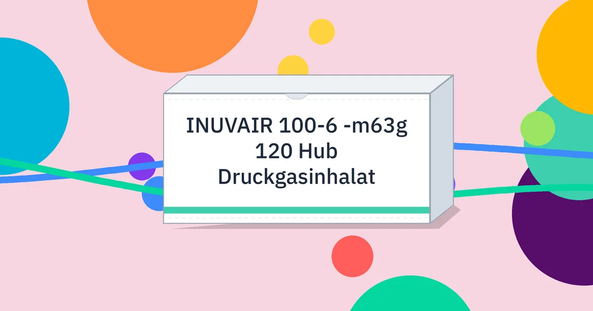 Symbolbild: Packung mit der Aufschrift INUVAIR 100-6 -m63g 120 Hub Druckgasinhalat (PZN 11368134) – Verfügbarkeit und Bezug in Apotheken in Frankfurt am Main