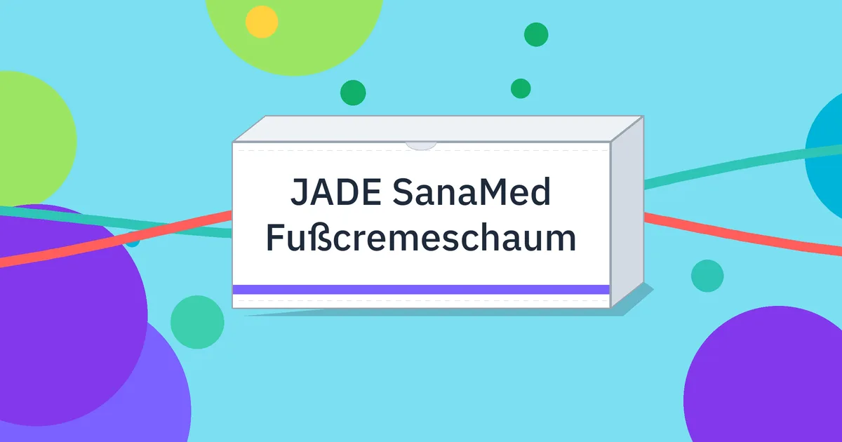 Symbolbild: Packung mit der Aufschrift JADE SanaMed Fußcremeschaum (PZN 10331548) – Verfügbarkeit und Bezug in Apotheken in Frankfurt am Main