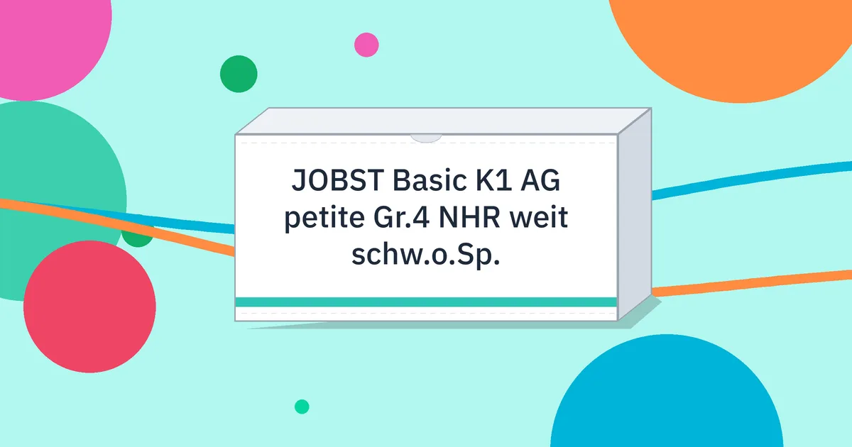 Symbolbild: Packung mit der Aufschrift JOBST Basic K1 AG petite Gr.4 NHR weit schw.o.Sp. (PZN 15309660) – Verfügbarkeit und Bezug in Apotheken in Frankfurt am Main
