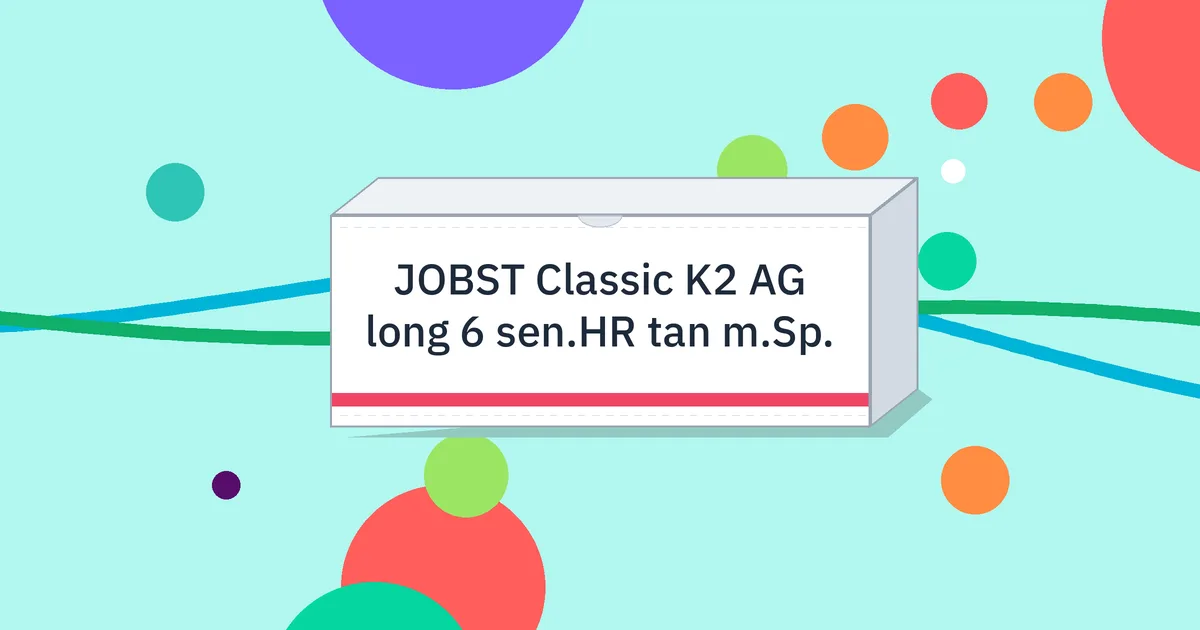 Symbolbild: Packung mit der Aufschrift JOBST Classic K2 AG long 6 sen.HR tan m.Sp. (PZN 17959132) – Verfügbarkeit und Bezug in Apotheken in Frankfurt am Main
