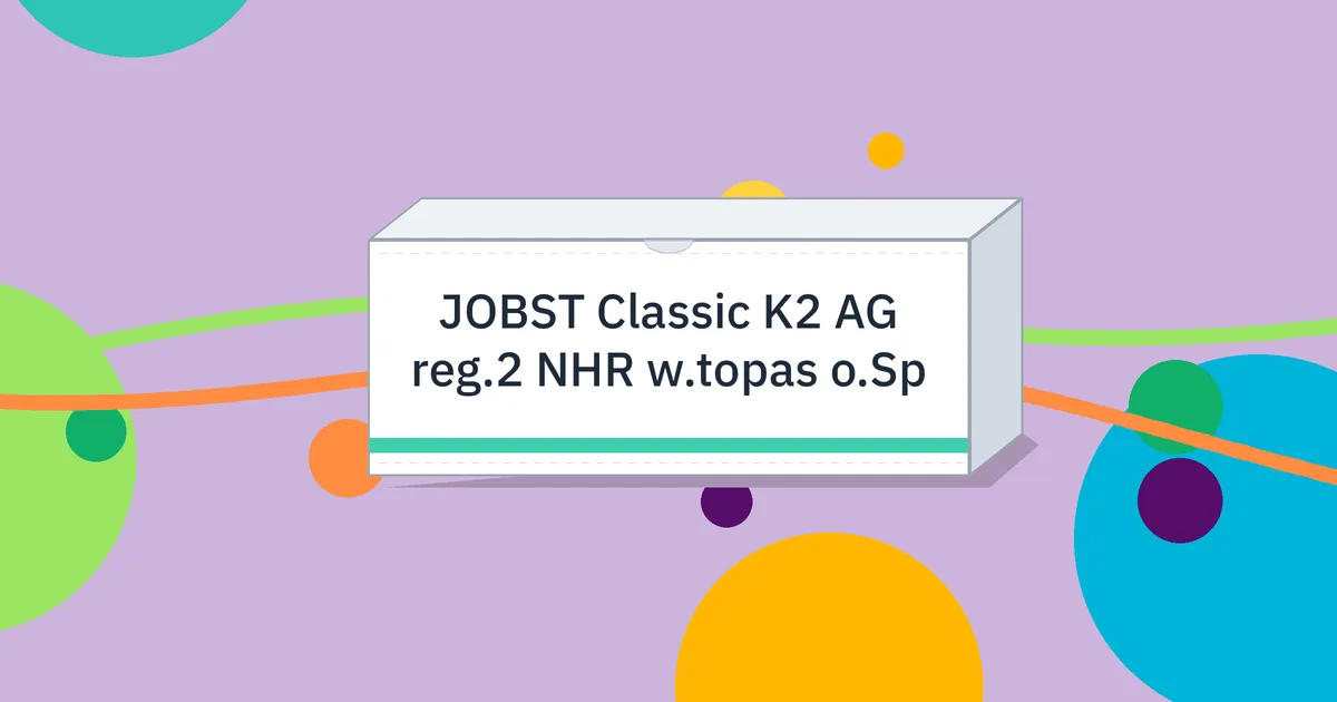 Symbolbild: Packung mit der Aufschrift JOBST Classic K2 AG reg.2 NHR w.topas o.Sp (PZN 13063999) – Verfügbarkeit und Bezug in Apotheken in Frankfurt am Main