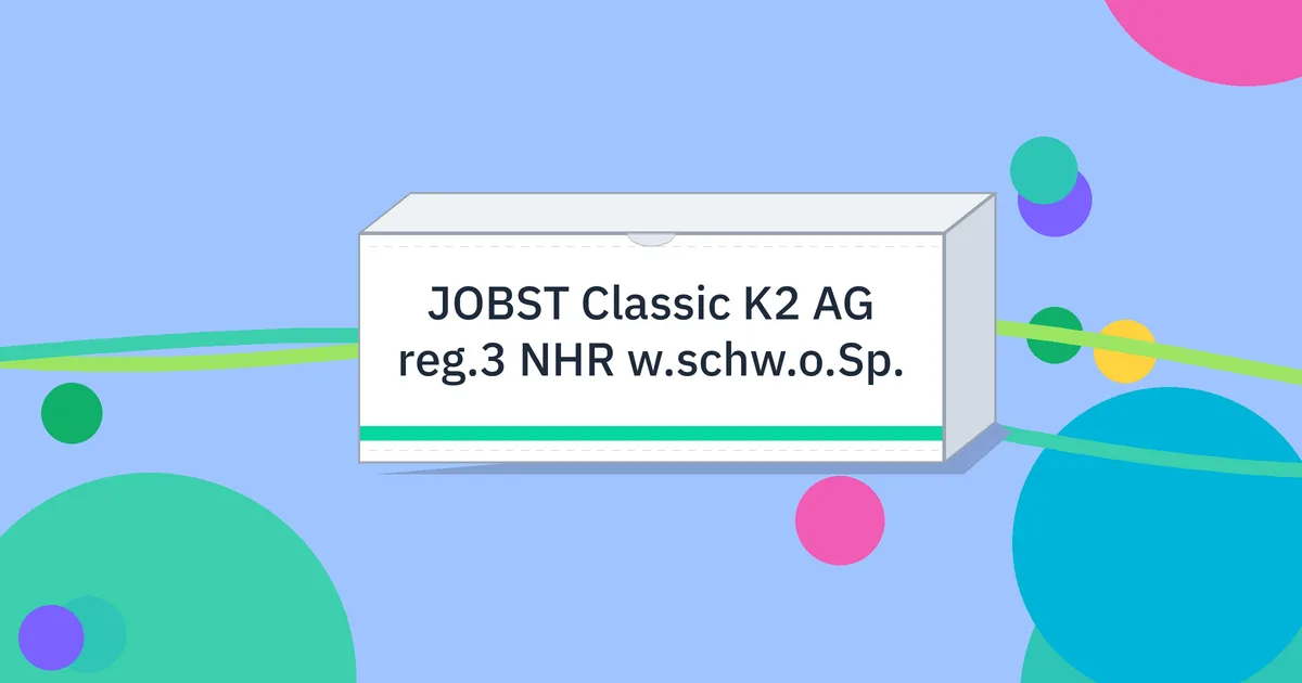 Symbolbild: Packung mit der Aufschrift JOBST Classic K2 AG reg.3 NHR w.schw.o.Sp. (PZN 11272061) – Verfügbarkeit und Bezug in Apotheken in Frankfurt am Main