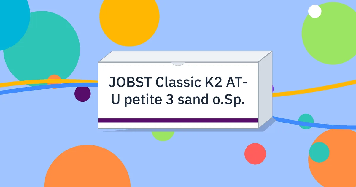 Symbolbild: Packung mit der Aufschrift JOBST Classic K2 AT-U petite 3 sand o.Sp. (PZN 13068459) – Verfügbarkeit und Bezug in Apotheken in Frankfurt am Main