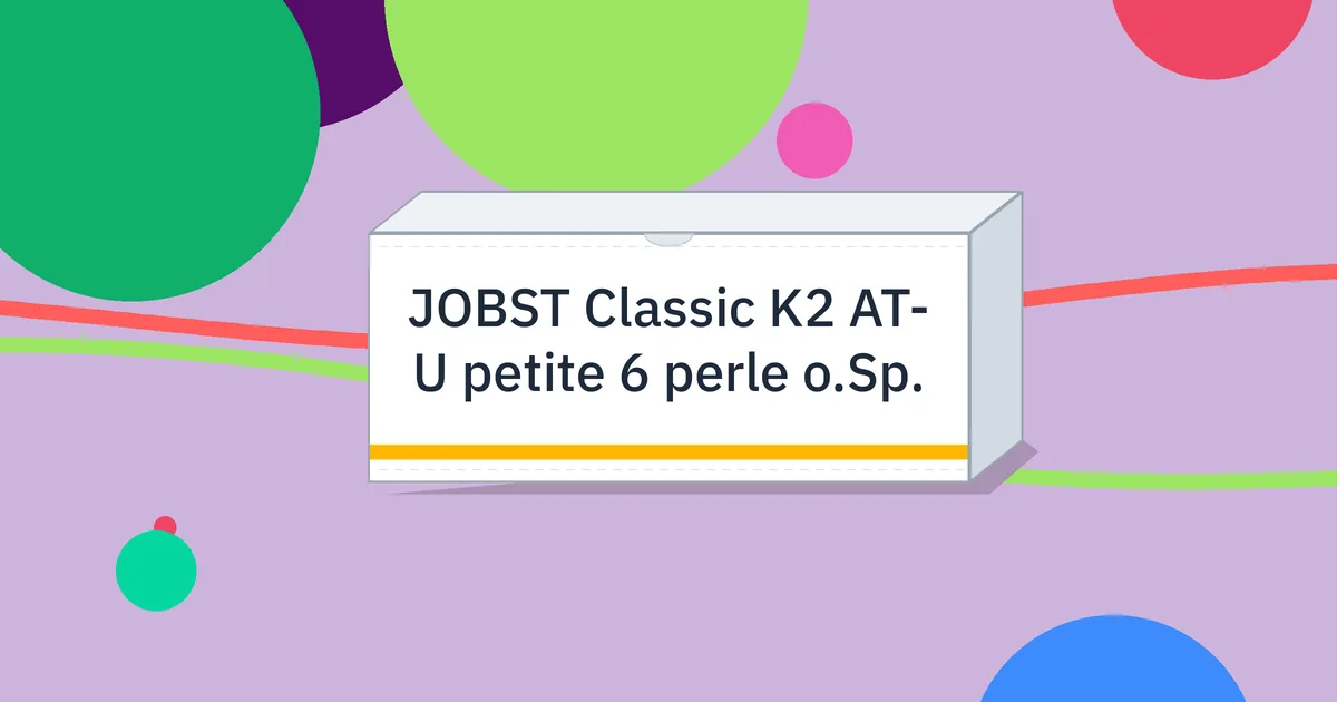 Symbolbild: Packung mit der Aufschrift JOBST Classic K2 AT-U petite 6 perle o.Sp. (PZN 13068413) – Verfügbarkeit und Bezug in Apotheken in Frankfurt am Main