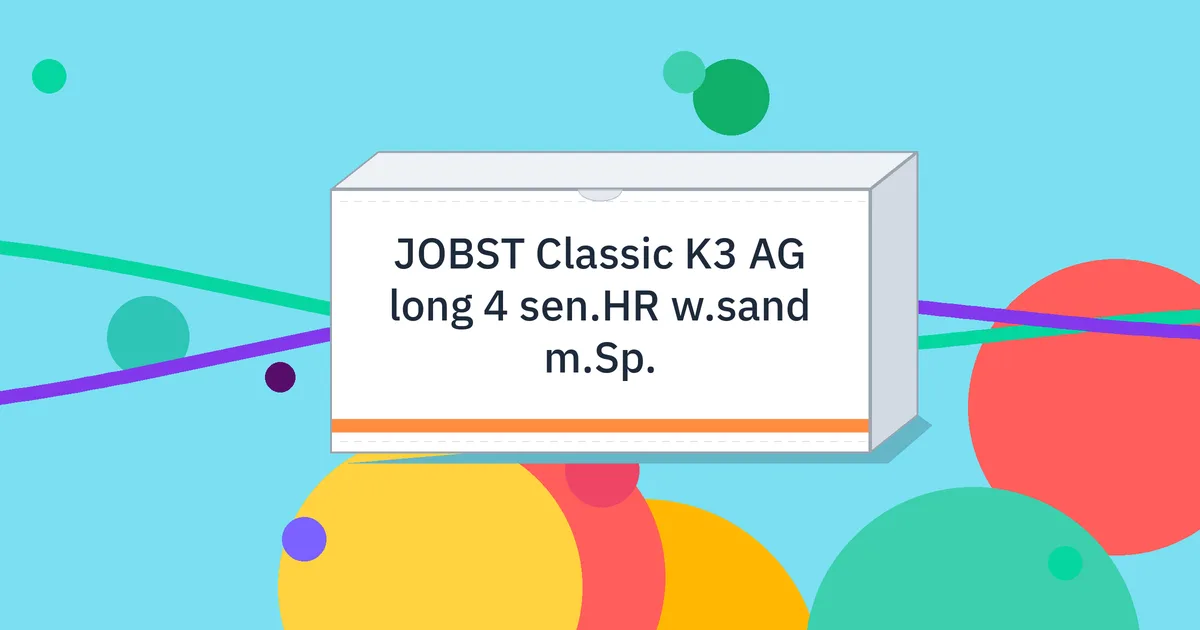 Symbolbild: Packung mit der Aufschrift JOBST Classic K3 AG long 4 sen.HR w.sand m.Sp. (PZN 17958629) – Verfügbarkeit und Bezug in Apotheken in Frankfurt am Main