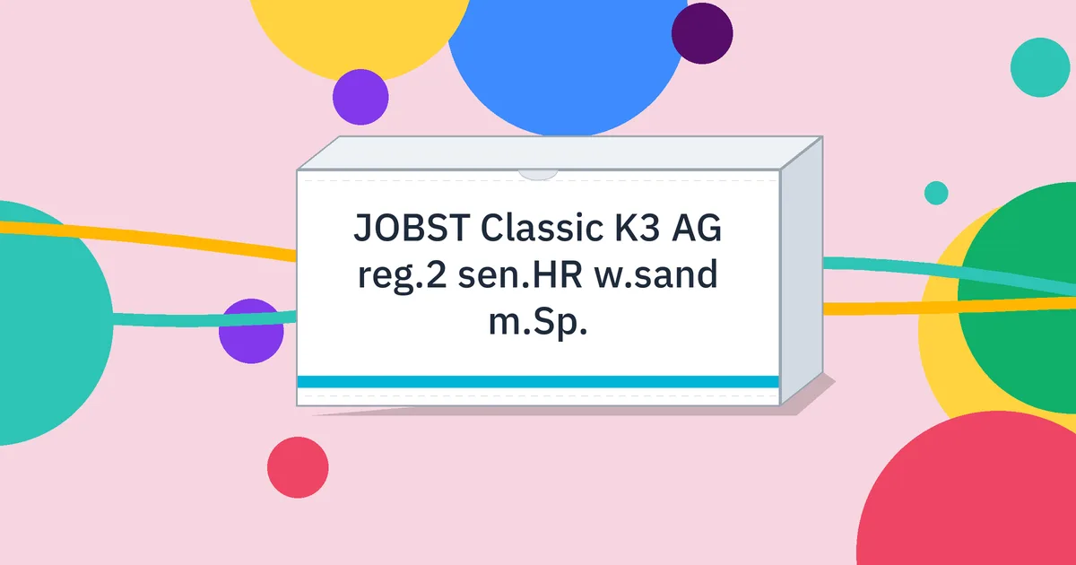 Symbolbild: Packung mit der Aufschrift JOBST Classic K3 AG reg.2 sen.HR w.sand m.Sp. (PZN 17957742) – Verfügbarkeit und Bezug in Apotheken in Frankfurt am Main
