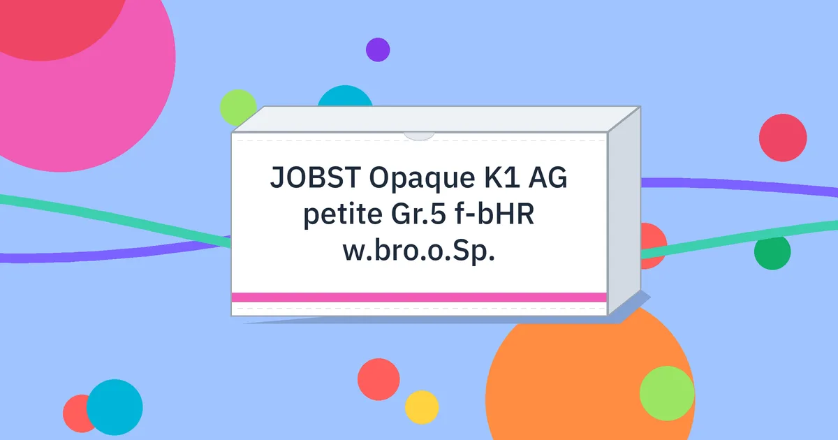 Symbolbild: Packung mit der Aufschrift JOBST Opaque K1 AG petite Gr.5 f-bHR w.bro.o.Sp. (PZN 13087669) – Verfügbarkeit und Bezug in Apotheken in Frankfurt am Main