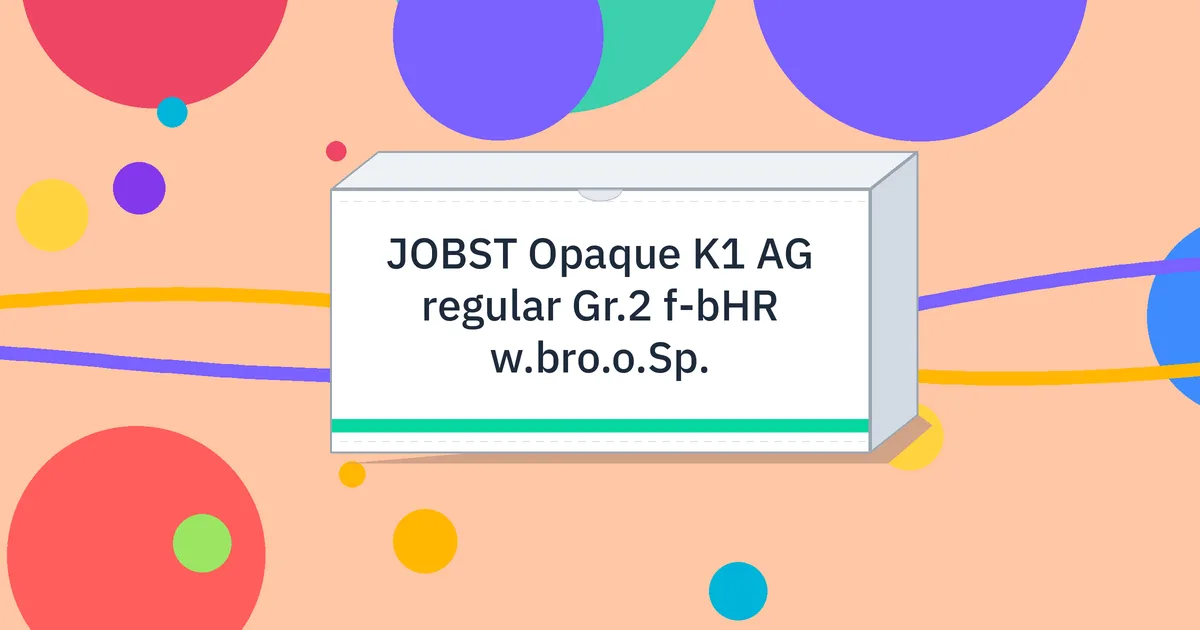 Symbolbild: Packung mit der Aufschrift JOBST Opaque K1 AG regular Gr.2 f-bHR w.bro.o.Sp. (PZN 13094675) – Verfügbarkeit und Bezug in Apotheken in Frankfurt am Main