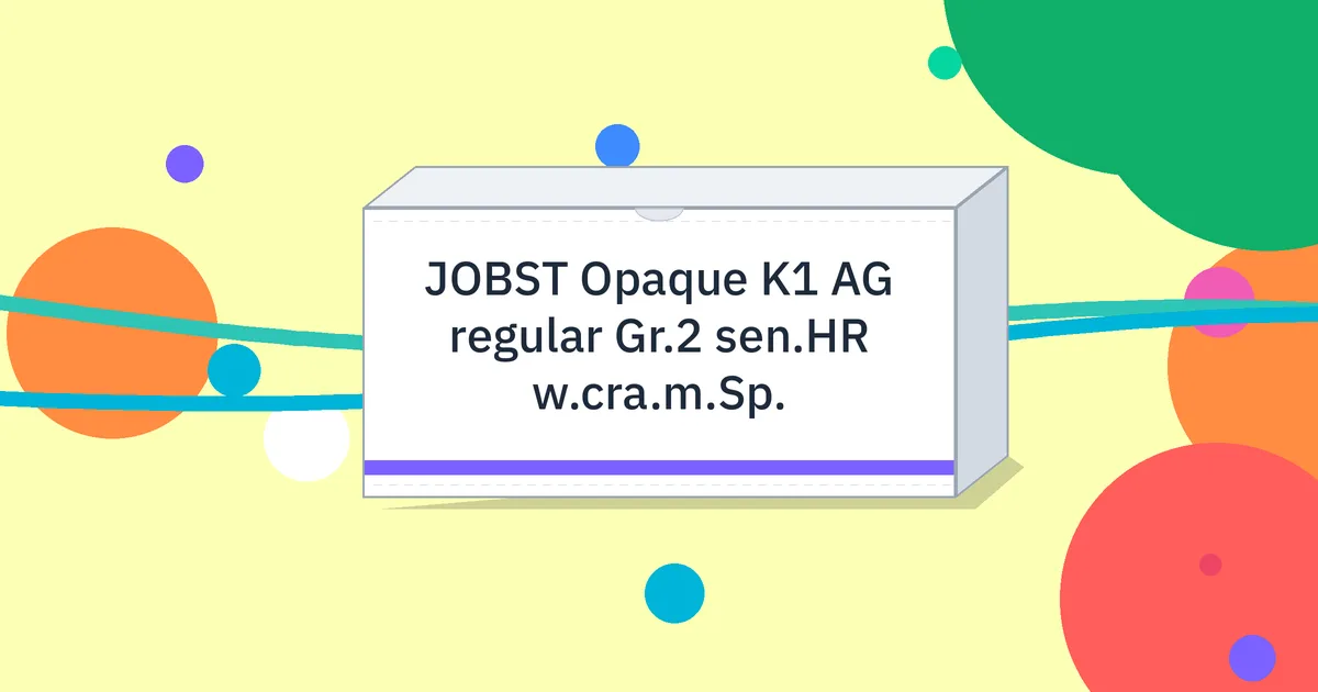 Symbolbild: Packung mit der Aufschrift JOBST Opaque K1 AG regular Gr.2 sen.HR w.cra.m.Sp. (PZN 13093003) – Verfügbarkeit und Bezug in Apotheken in Frankfurt am Main