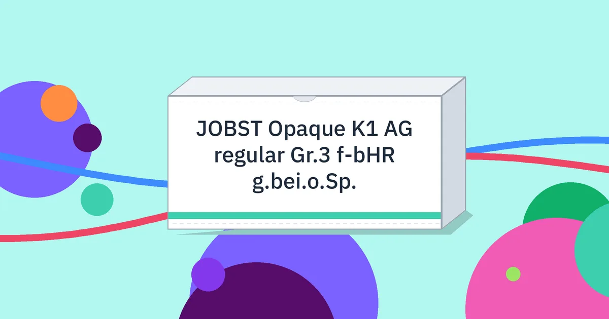 Symbolbild: Packung mit der Aufschrift JOBST Opaque K1 AG regular Gr.3 f-bHR g.bei.o.Sp. (PZN 16265143) – Verfügbarkeit und Bezug in Apotheken in Frankfurt am Main