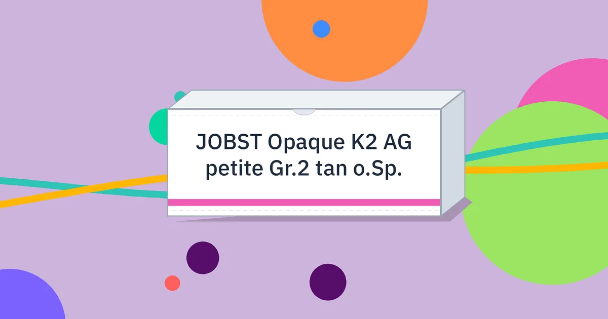 Symbolbild: Packung mit der Aufschrift JOBST Opaque K2 AG petite Gr.2 tan o.Sp. (PZN 16284620) – Verfügbarkeit und Bezug in Apotheken in Frankfurt am Main