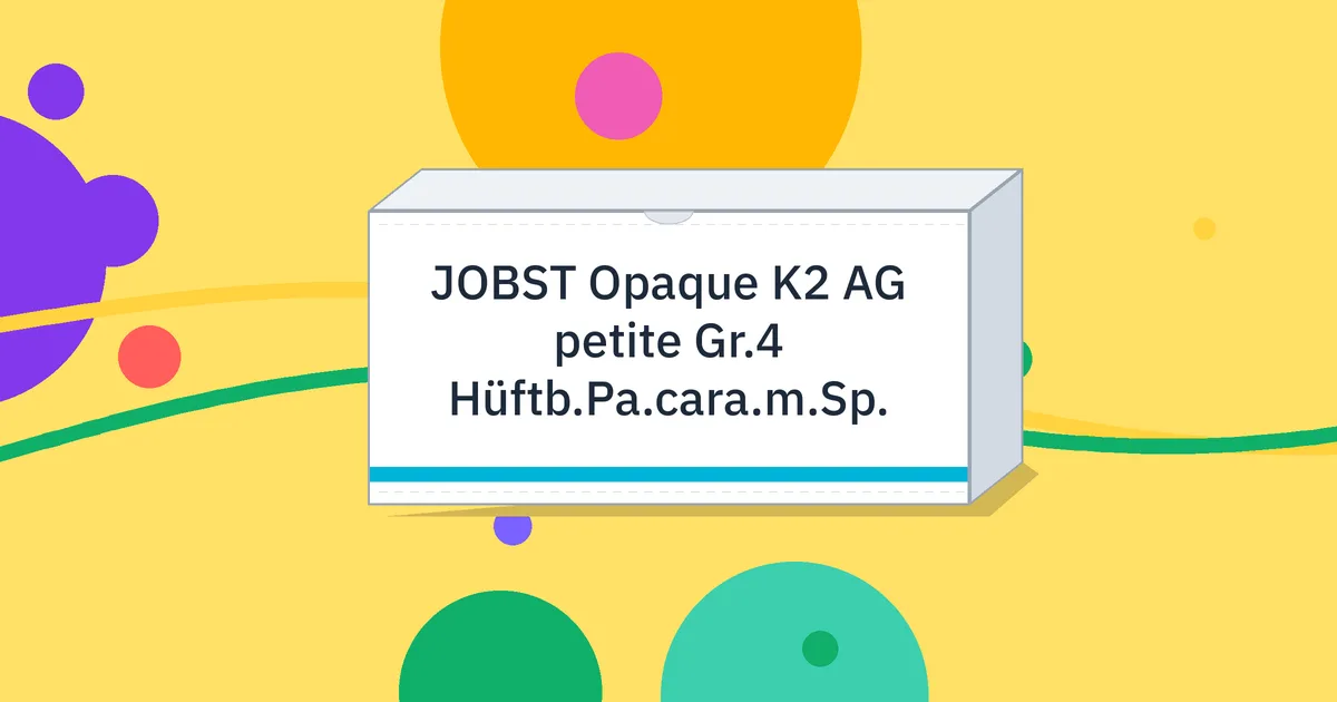 Symbolbild: Packung mit der Aufschrift JOBST Opaque K2 AG petite Gr.4 Hüftb.Pa.cara.m.Sp. (PZN 13114260) – Verfügbarkeit und Bezug in Apotheken in Frankfurt am Main