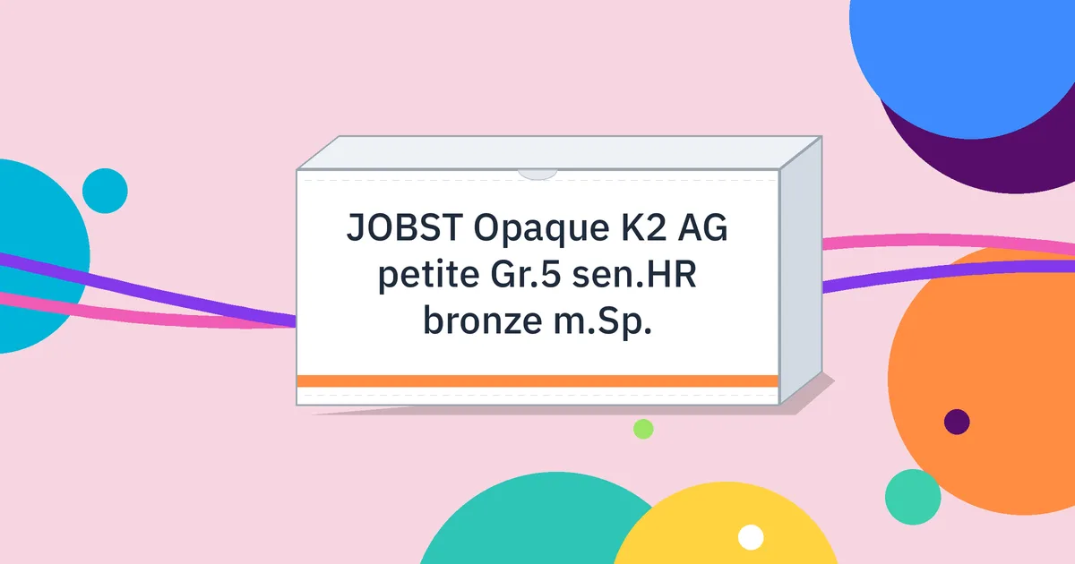 Symbolbild: Packung mit der Aufschrift JOBST Opaque K2 AG petite Gr.5 sen.HR bronze m.Sp. (PZN 13112835) – Verfügbarkeit und Bezug in Apotheken in Frankfurt am Main