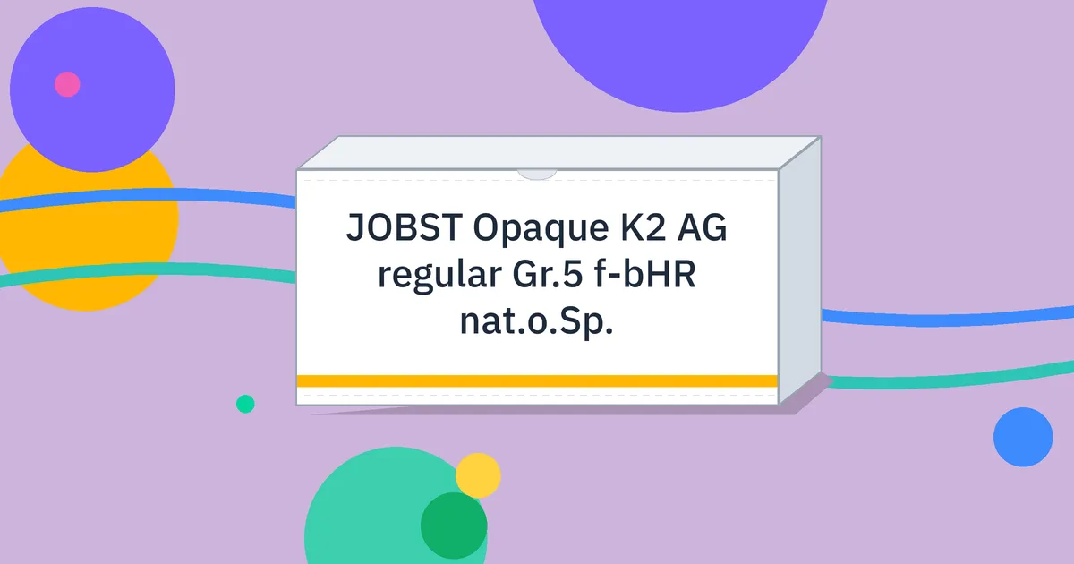 Symbolbild: Packung mit der Aufschrift JOBST Opaque K2 AG regular Gr.5 f-bHR nat.o.Sp. (PZN 11252466) – Verfügbarkeit und Bezug in Apotheken in Frankfurt am Main