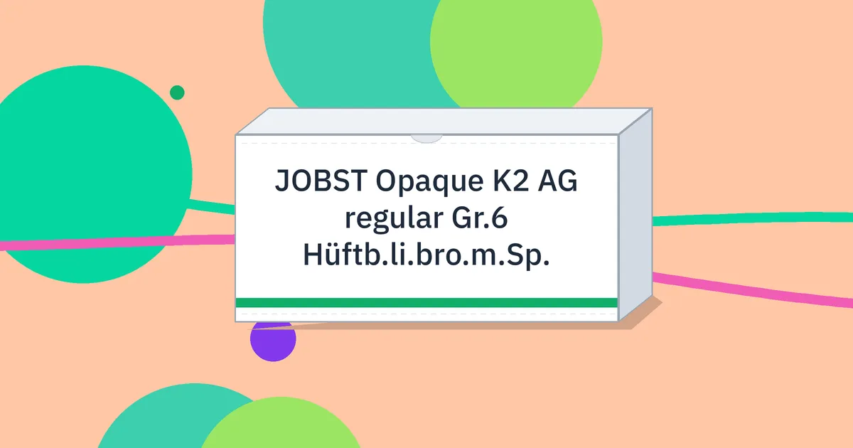 Symbolbild: Packung mit der Aufschrift JOBST Opaque K2 AG regular Gr.6 Hüftb.li.bro.m.Sp. (PZN 13115673) – Verfügbarkeit und Bezug in Apotheken in Frankfurt am Main