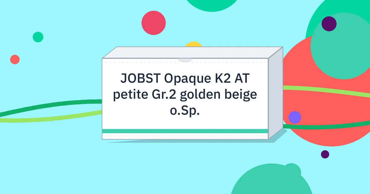 Symbolbild: Packung mit der Aufschrift JOBST Opaque K2 AT petite Gr.2 golden beige o.Sp. (PZN 16290750) – Verfügbarkeit und Bezug in Apotheken in Frankfurt am Main