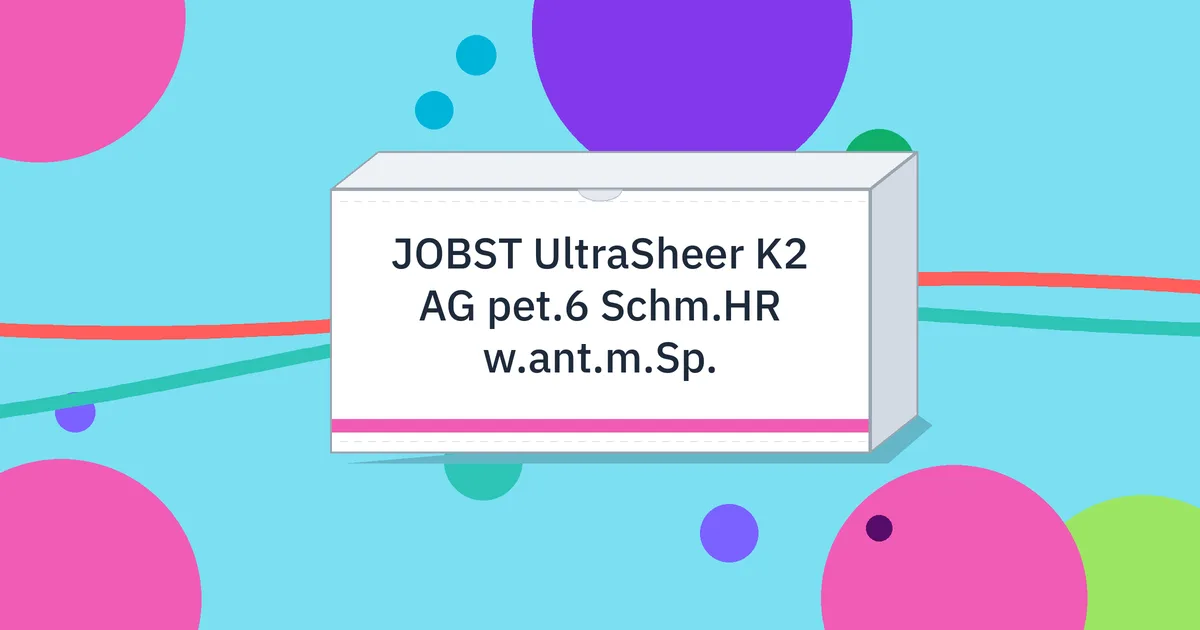 Symbolbild: Packung mit der Aufschrift JOBST UltraSheer K2 AG pet.6 Schm.HR w.ant.m.Sp. (PZN 13141914) – Verfügbarkeit und Bezug in Apotheken in Frankfurt am Main