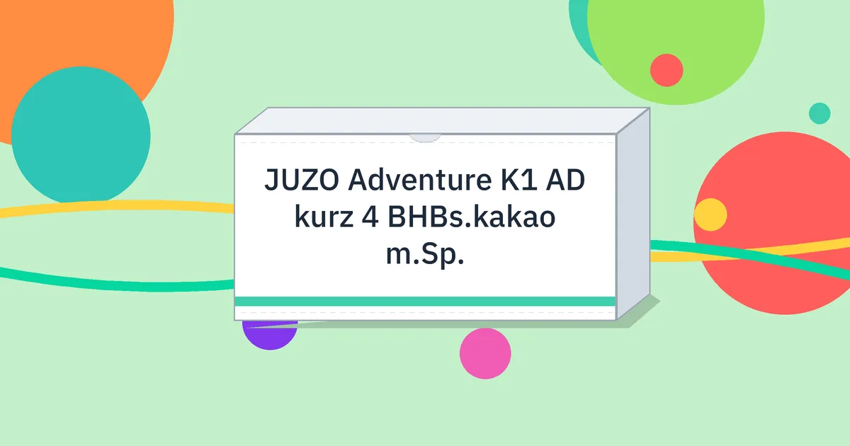 Symbolbild: Packung mit der Aufschrift JUZO Adventure K1 AD kurz 4 BHBs.kakao m.Sp. (PZN 15496389) – Verfügbarkeit und Bezug in Apotheken in Frankfurt am Main